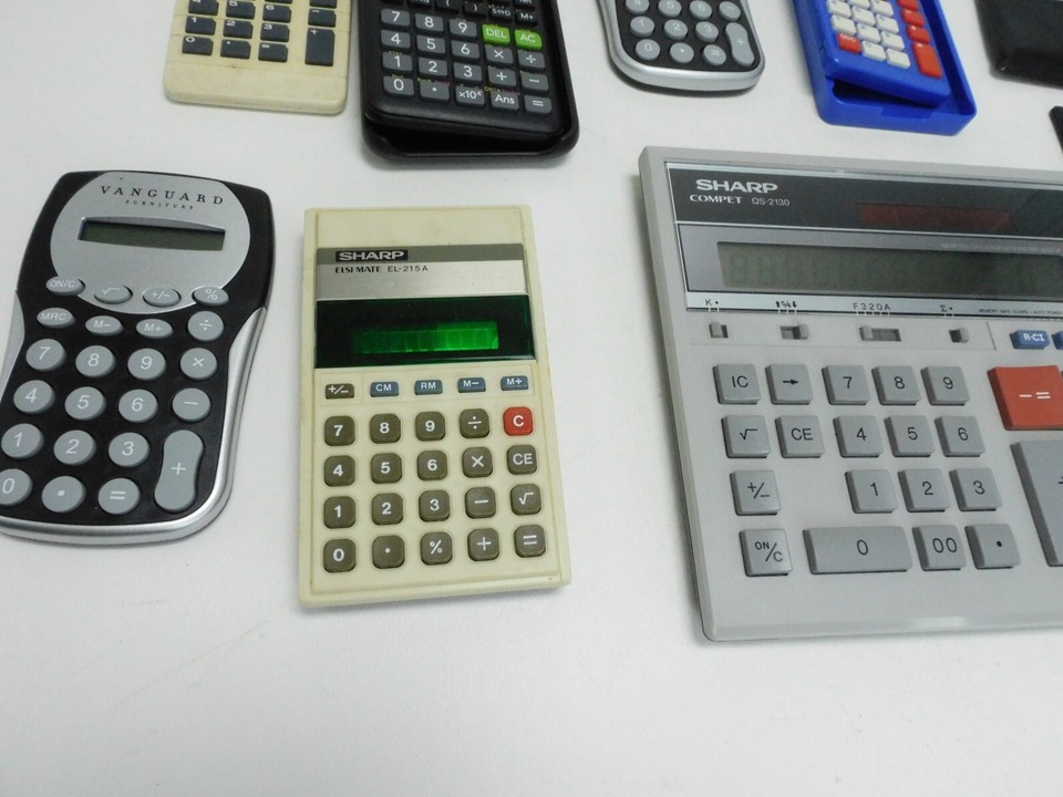 Lot of 11 Vintage Calculators Sharp Casio Texas Instruments Unsorted ...