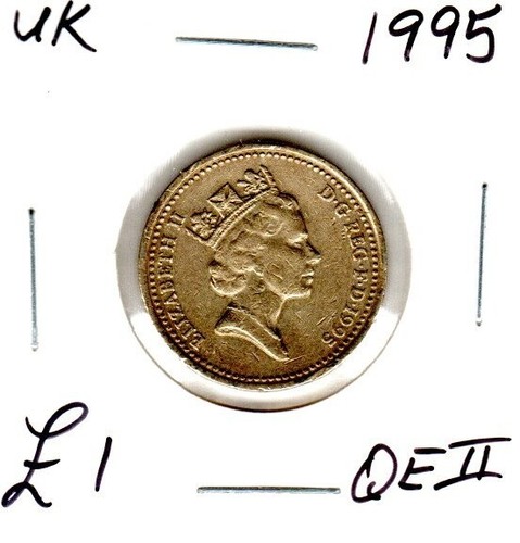 UK England Great Britain Coin 1 Pound 1995 similar to pictured QEII | eBay