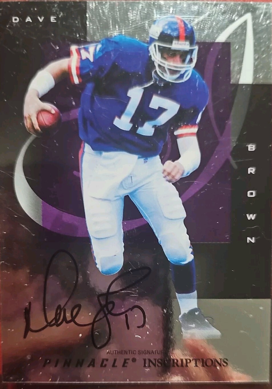 1998 Pinnacle Inscriptions Dave Brown Purple Auto Autograph Football ...