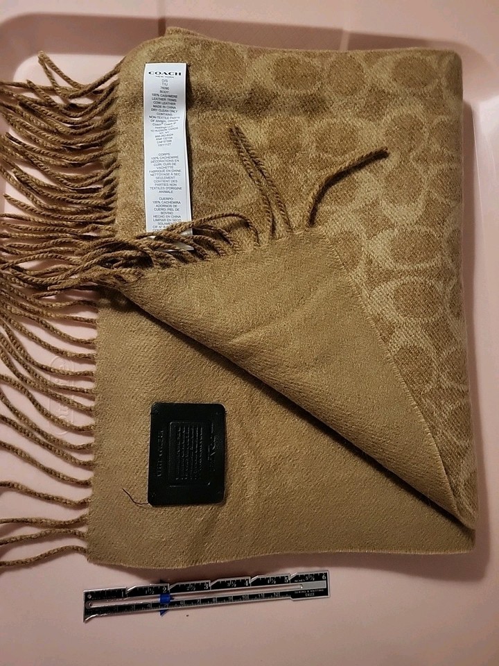 COACH 100% Cashmere (NOT blended Wool) Superior Scarf Wrap In Branded ...