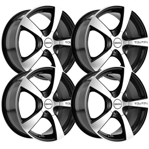 (Set-4) Touren TR9 17x7 5x100/5x114.3 42mm Black Machined Wheels Rims ...