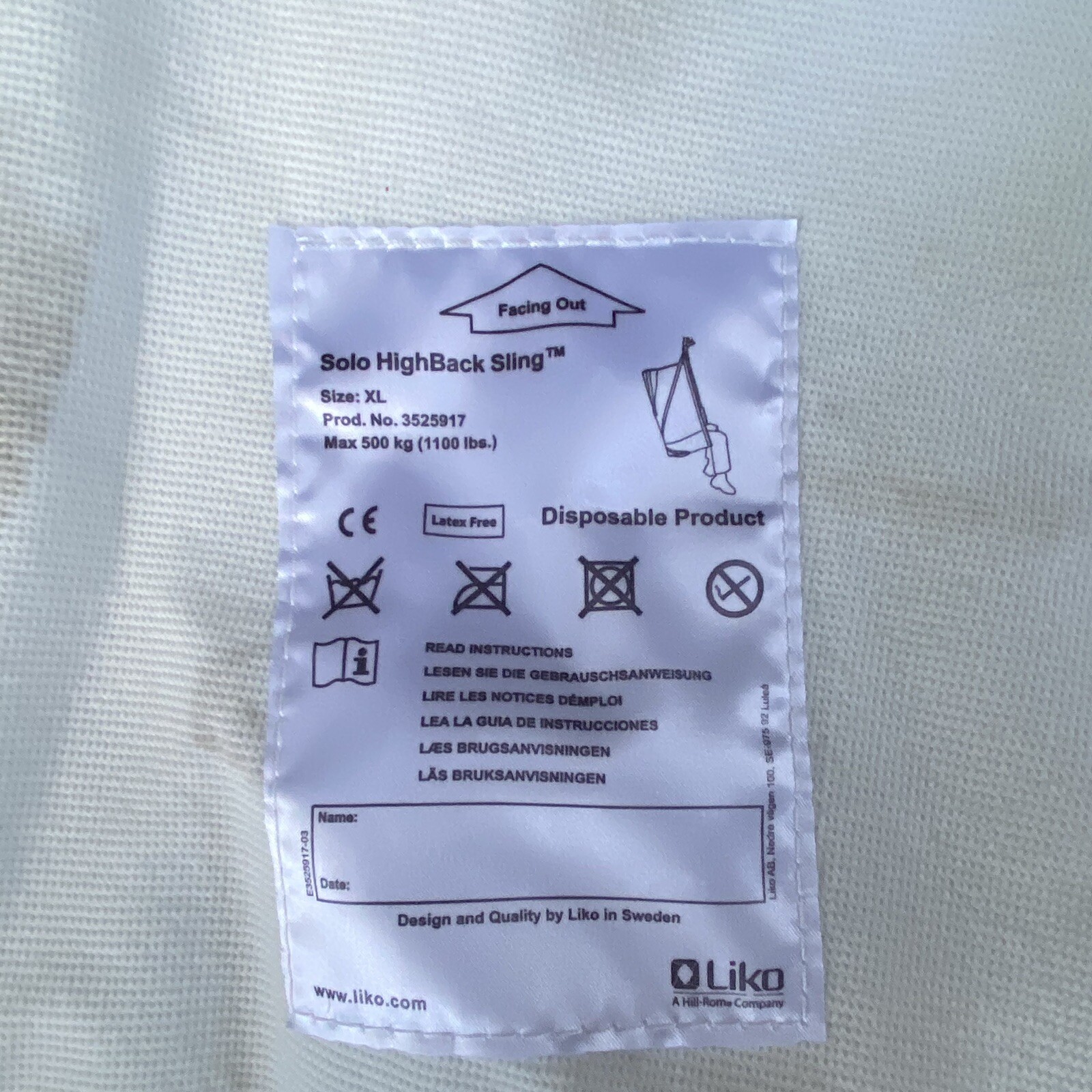 Liko Solo Highback Sling Extra Large # 3525917 for sale online | eBay