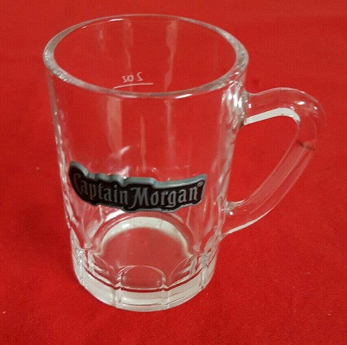 Captain Morgan Shot Glass Mug. Mint. Metal Captain Morgan on Glass. A ...