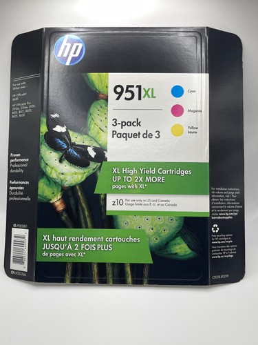 HP 951XL Tricolor 3-Pack Ink Magenta, Yellow & Cyan OEM Warranty Ended ...