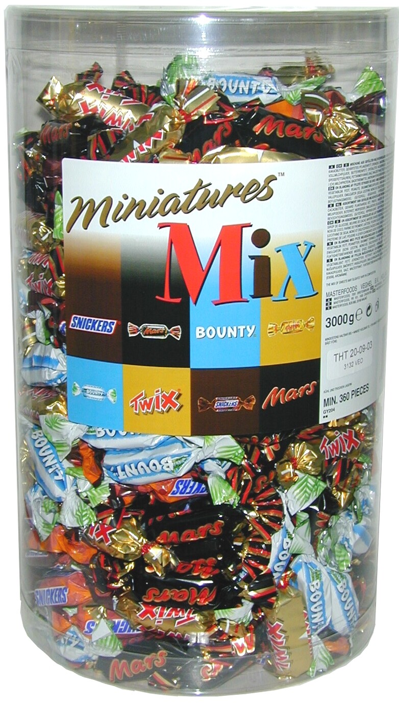 3x MINIATURES MIX 3000g -Miniatur - Riegel - Mars - Snickers - Twix ...
