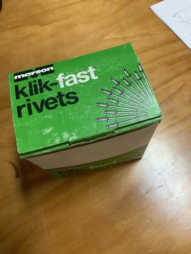 *NEW* MARSON KLIK-FAST BOX OF 500 SB6-2-3/16" DIA BUTTONHEAD RIVET GRIP ...