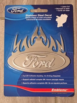 STAINLESS STEEL FLAMING FORD DECAL EMBLEM FLAMES BY CHROMA FIRE | eBay