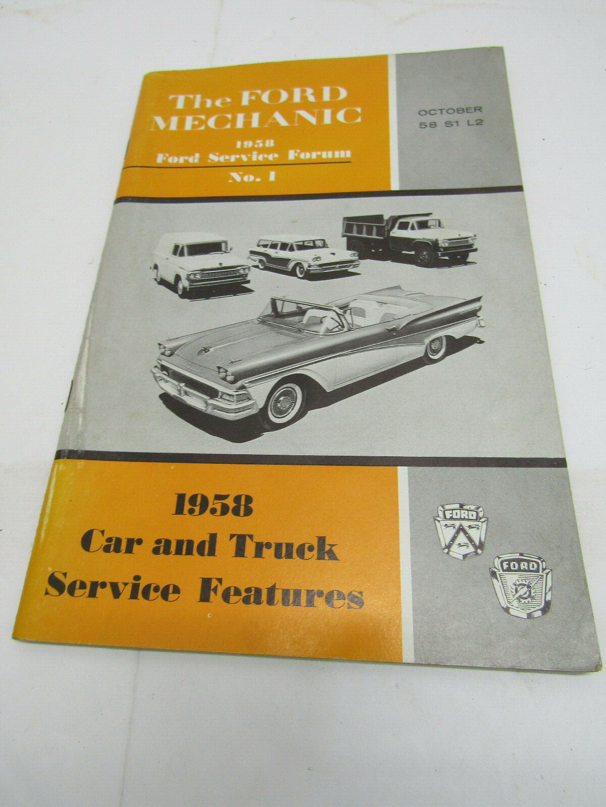 OLD VINTAGE 1958 SHOP SERVICE FEATURES FORD MACHANIC FORUM SERVICE BOOK ...