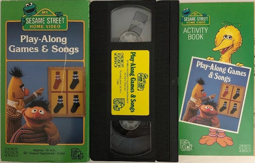 Sesame Street PLAY-ALONG GAMES & SONGS VHS 1986 TESTED EXTREMELY RARE ...