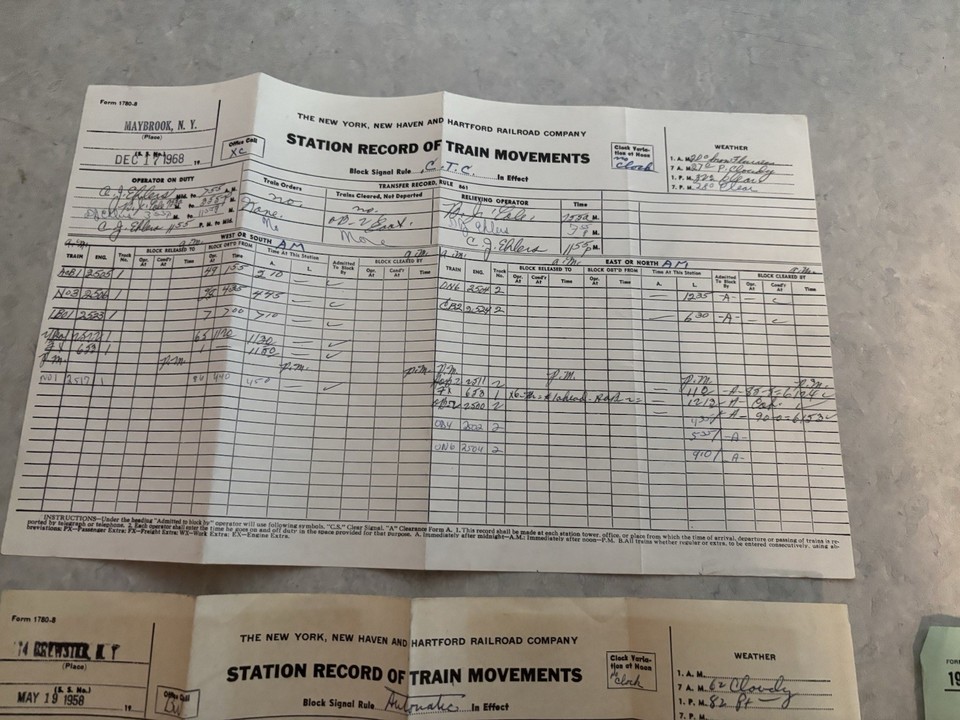New Haven Railroad Maybrook Line Dispatcher Sheets And Train Orders | eBay