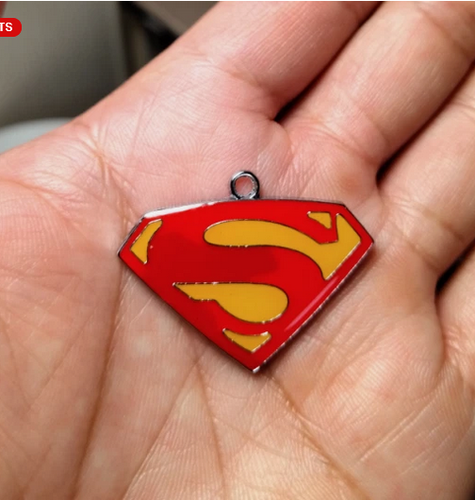 SUPERMAN COMIC Pendant 22" Plated 925 Sterling Silver ITALY FIGARO ...