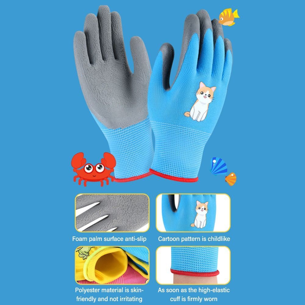 1 pair Kids Work Gloves Pink Blue Yellow Gardening Glove 2~12 Year Old ...
