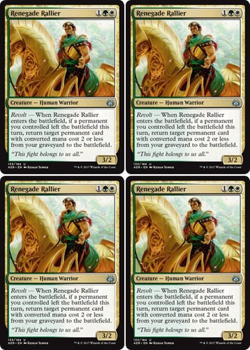 4x RENEGADE RALLIER Aether Revolt MTG Gold Creature Human Warrior Unc ...