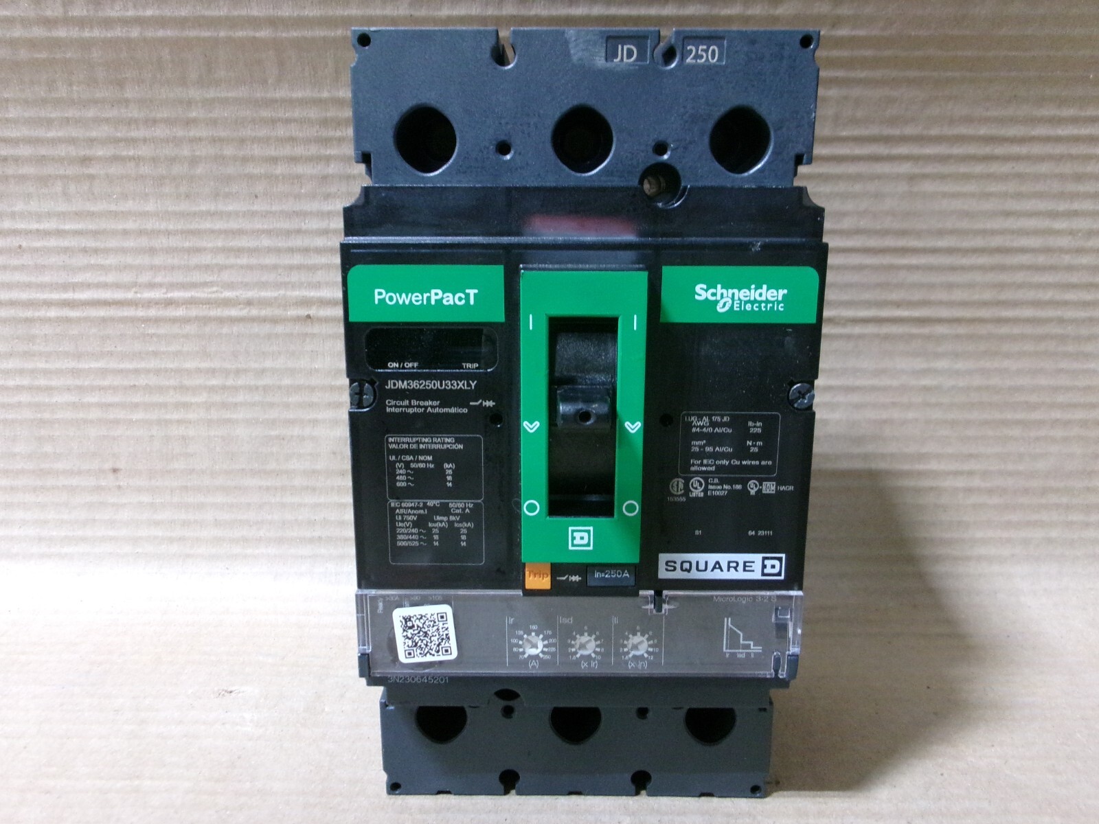 SQUARE D JD JDM JDM36250U33XLY 3 pole 250 amp 600v Powerpact Circuit ...