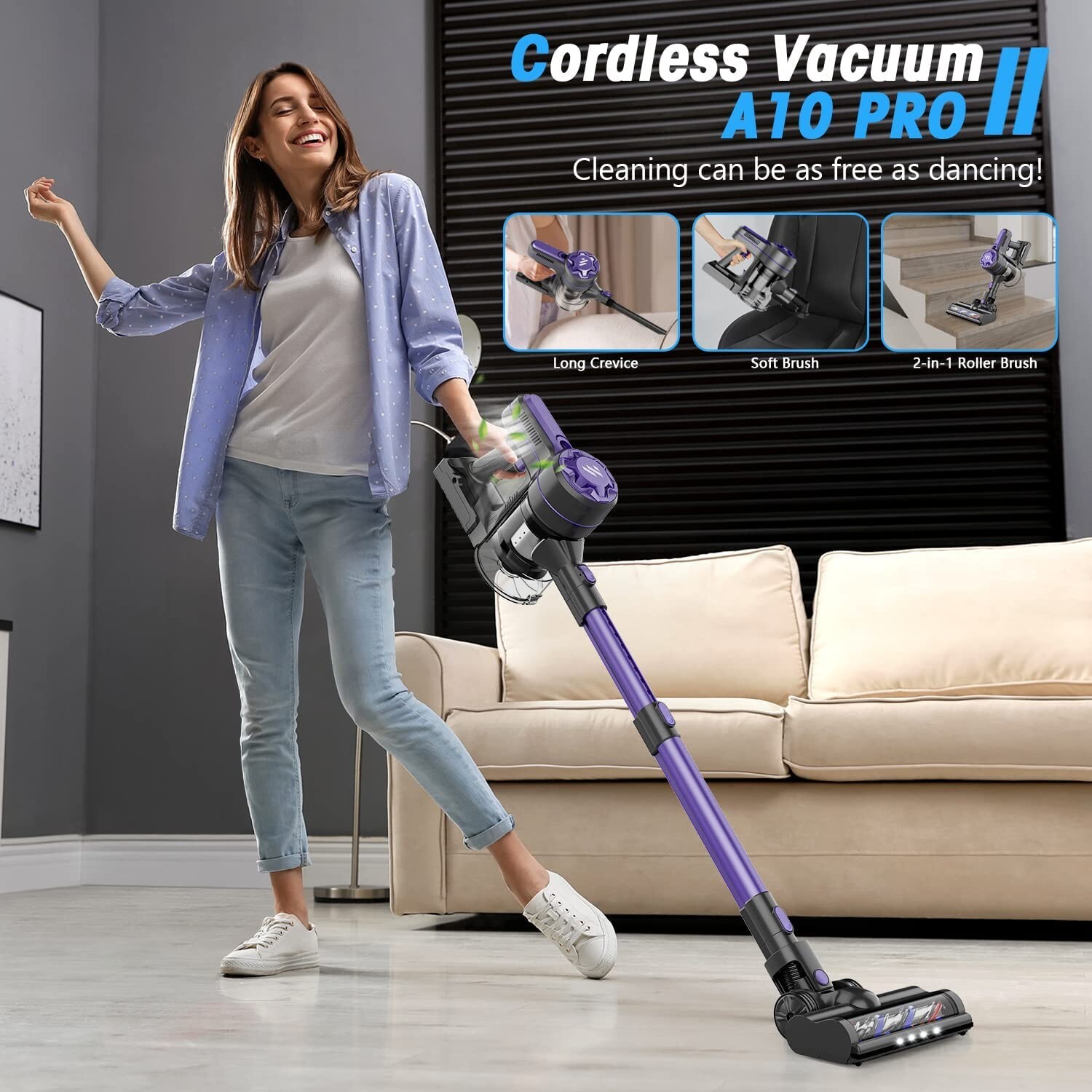 Cordless Vacuum with 20Kpa Super Suction, 80000 RPM High-Speed ...