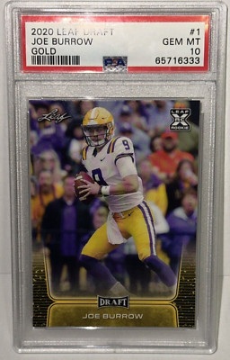 2020 Leaf Draft Joe Burrow RC Rookie Card #1 PSA 10 GOLD GOLD GOLD GOLD ...