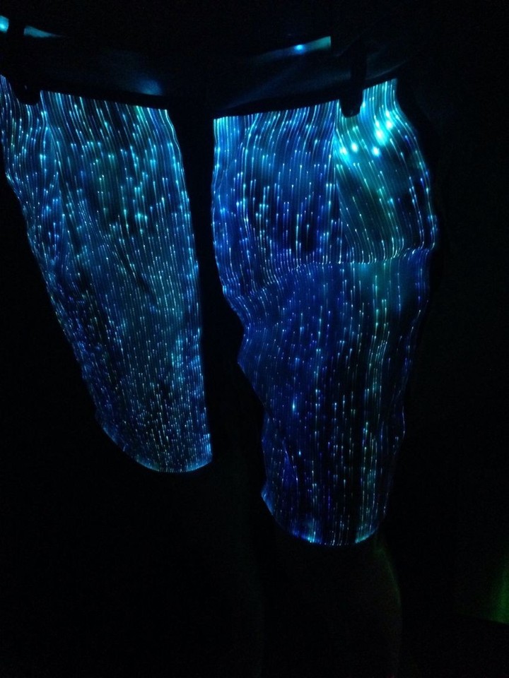 Mens Fiber Optic Light up Clothing RGB LED Shorts Hip Hop Pants for ...