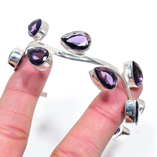 Amethyst Gemstone 925 Silver Handmade Cuff Bangle Adjustable | eBay