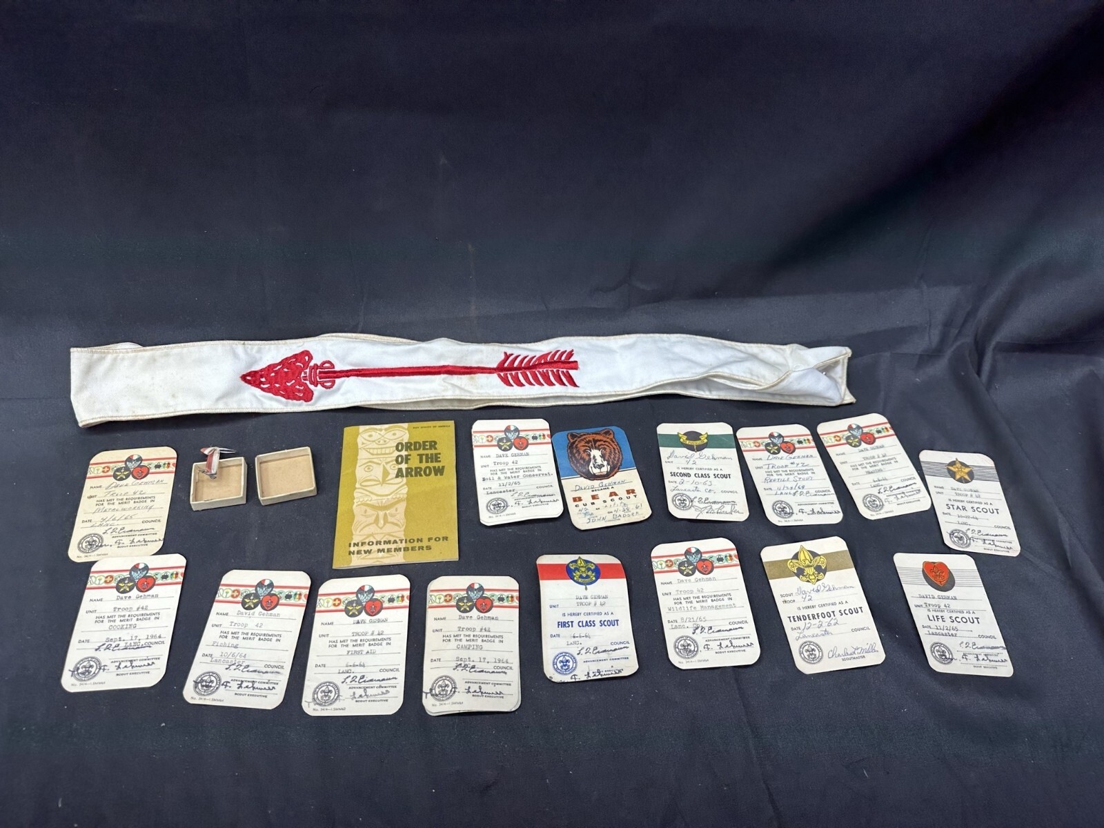 vintage boy scout 1960s order of the arrow sash banner first class ...