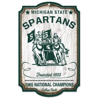 Michigan State Spartans Throwback NCAA 17" x 11" Wood Indoor Sign ...