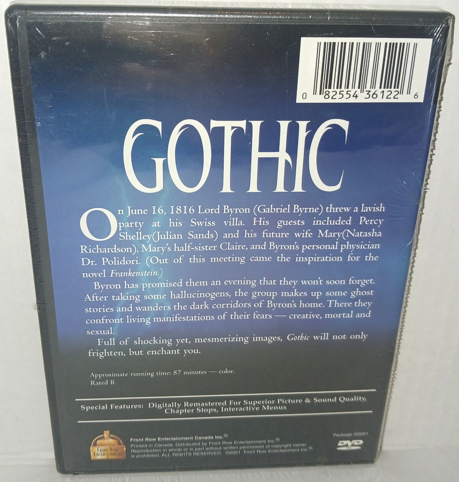 Gothic DVD NWT New Vintage 2001 Front Row Entertainment 3612 Digital ...