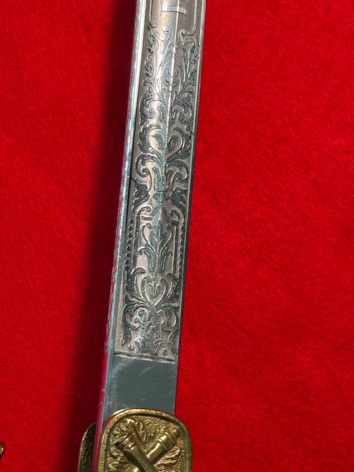 ORIGINAL Imperial German Artillery Lion Head Sword Triple Etched Blade ...