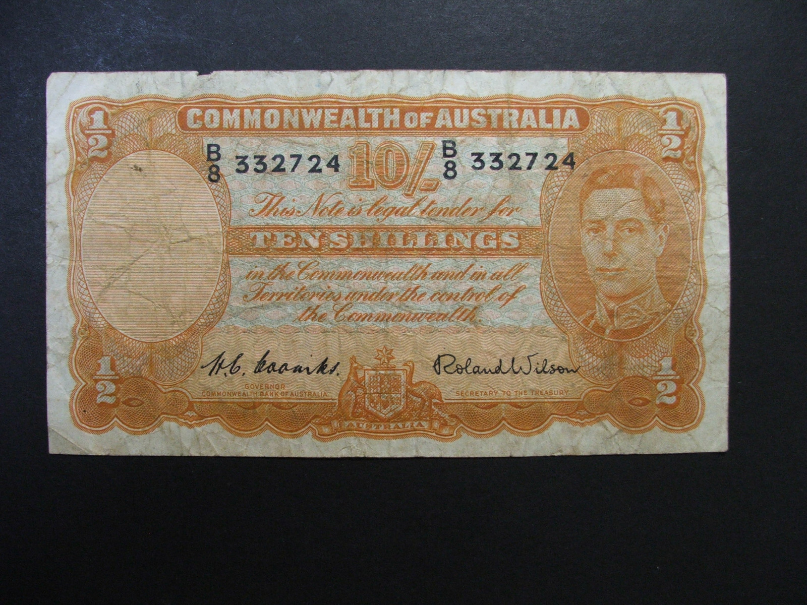 1952 Coombs Wilson 10/ Ten Shilling note B8 332724 | eBay