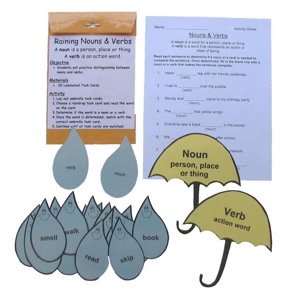 Teacher Made Literacy Center Learning Resource Game Nouns & Verbs | eBay