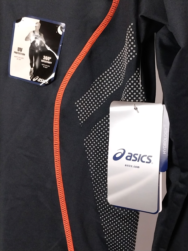 Asics Reflective 1/4 Zip Black Orange Pullover Running Logo Men's ...