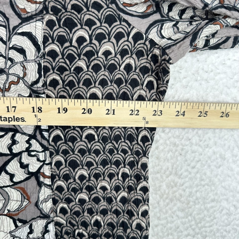 Habitat Rustling Leaves Princess Seam Shirt XL Gray Floral Button Front ...