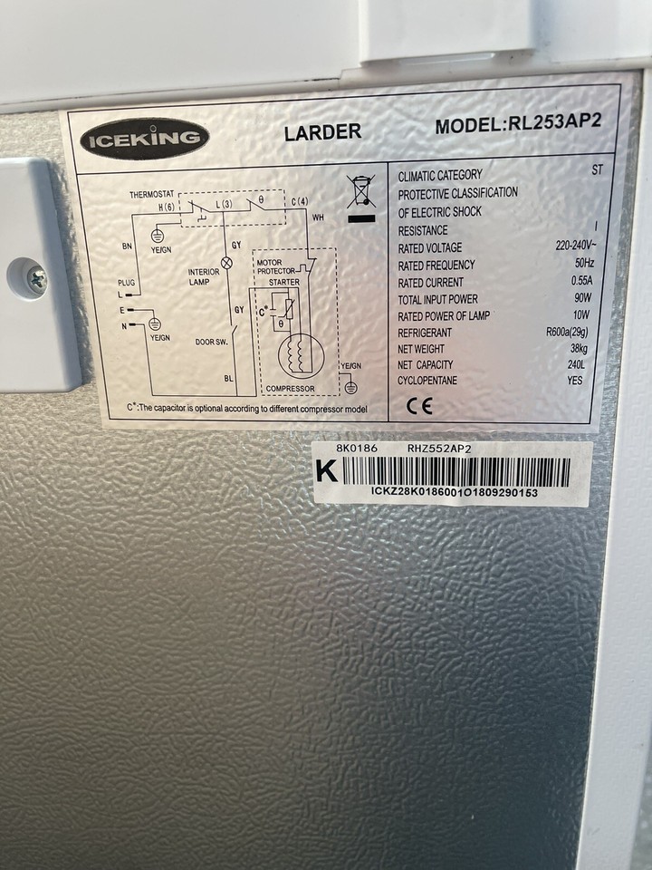 Iceking RHZ552AP2 91L White Undercounter Larder Freezer READ DESCRIPTION | eBay UK