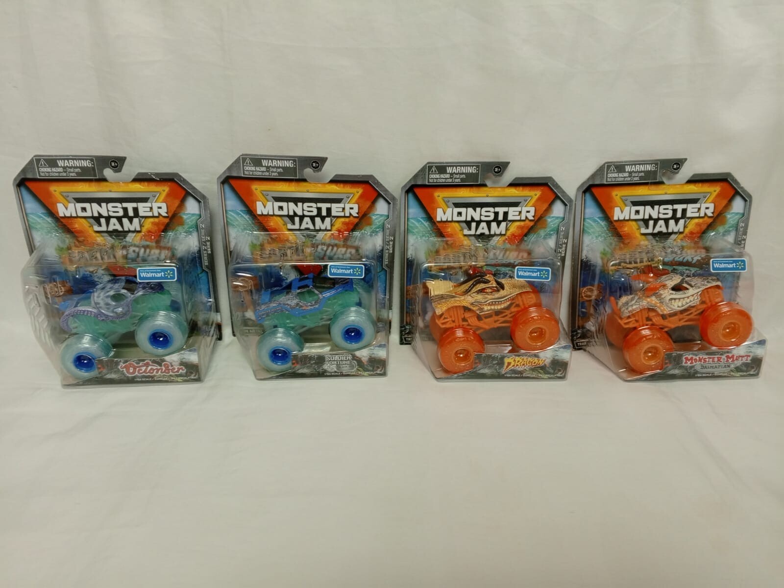 Spin Master Monster Jam Earth Vs Surf Series 2 Complete Set Of 4-1:64 ...