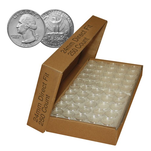 250 Direct Fit Airtight A24 Coin Holders Capsules For 24MM QUARTERS ...