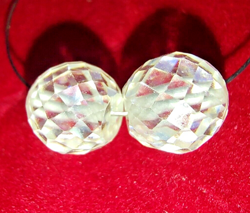 2 White Diamond Beads 7 Ct Certified Great Sparkle Gift Pendant Luster ...