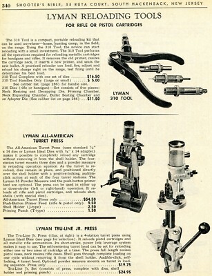 1967 Print Ad Lyman 310 Reloading Tool & All-American Turret, Tru-Line ...