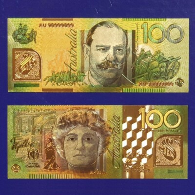 Australia 100 Dollars Gold Plated Australian Banknote New Generation ...