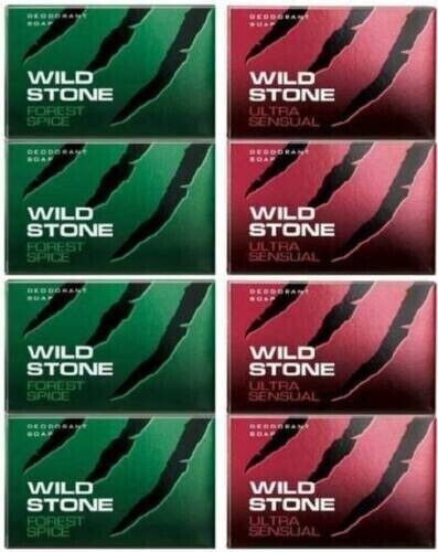 Wild Stone Stone forest spice 125 gram X 4 +ultra sensual 125 gram X4 ...