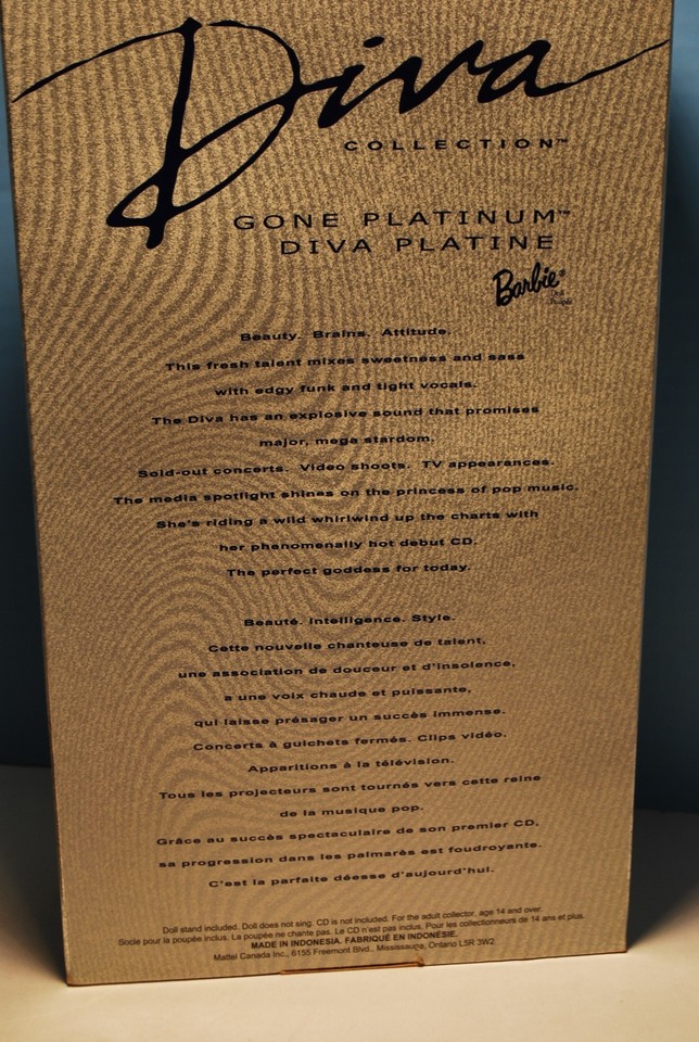 "GONE PLATINUM" DIVA COLLECTION BARBIE DOLL * 2001 * 1ST IN SERIES ...