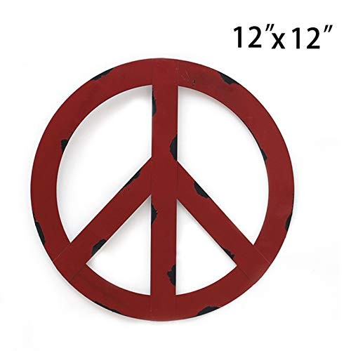 Metal Peace Sign Wall Decor Art - 12" Rustic Hippie Plaque, Hanging ...