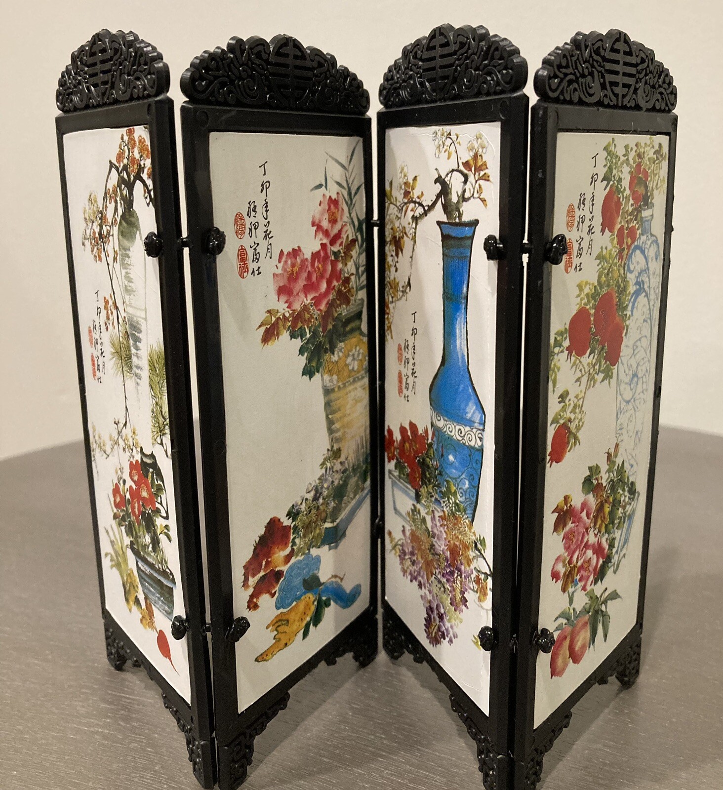 NOS Vintage Geisha Floral 2-Sided Screen Room Divider Dollhouse ...