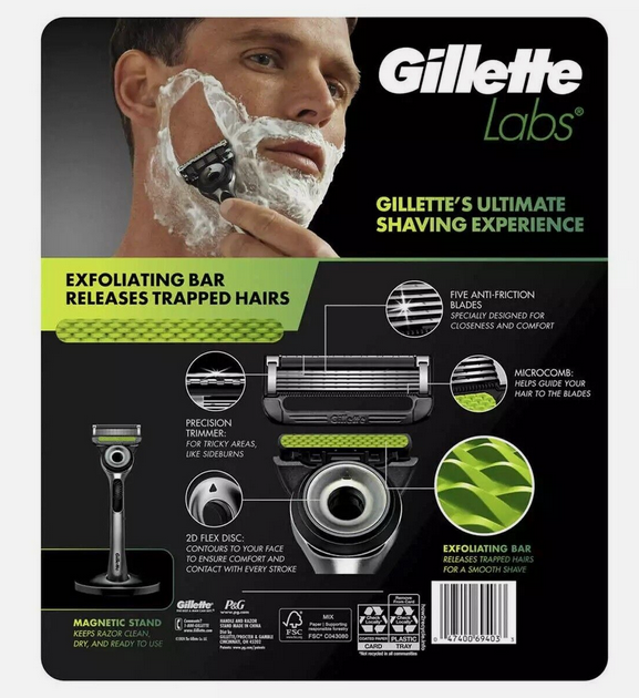 Gillette Ultimate Shaving Labs 1 Razor + 1 Magnetic Razor Stand + 8 ...