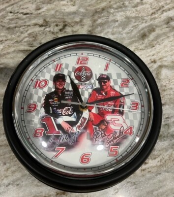 Vintage NASCAR Coca-Cola Dale Earnhardt & Dale Jr Wall Clock WORKS | eBay