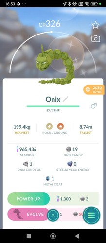 Onix Shiny / Chromatique (Registred Only) Pokemon Go | eBay