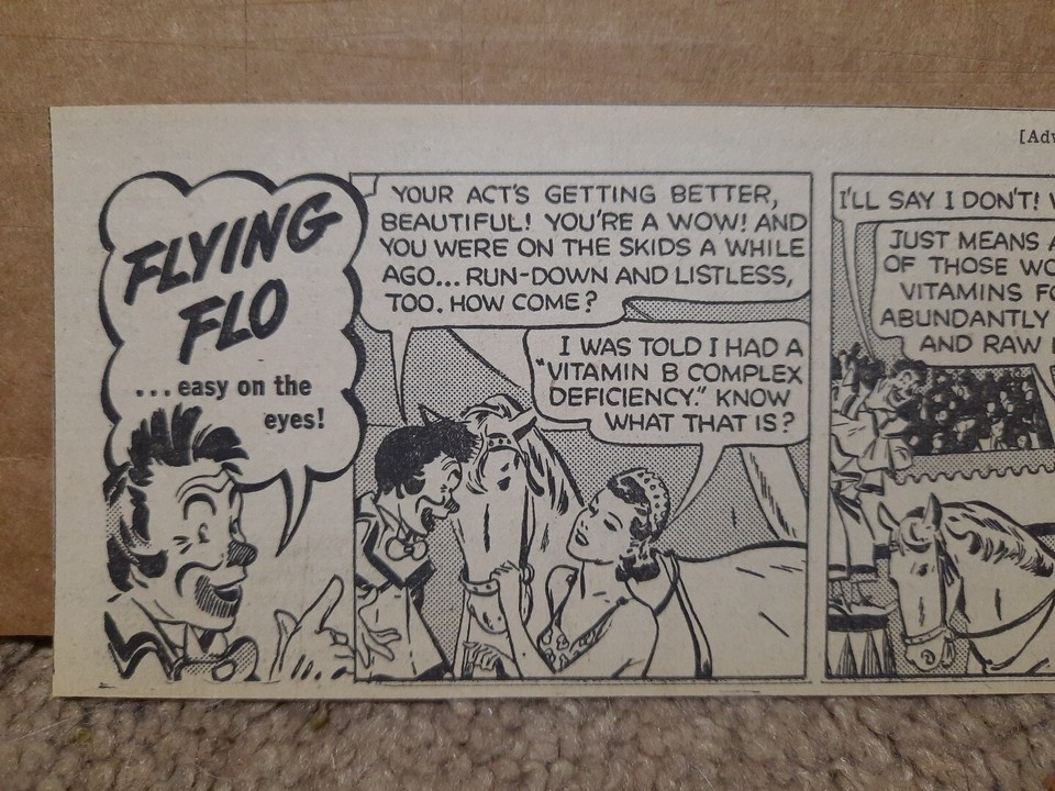 1941 Fleischmann Yeast Newspaper Comic Strip Ad Flying Flo / Circus Scene/ Clown | eBay