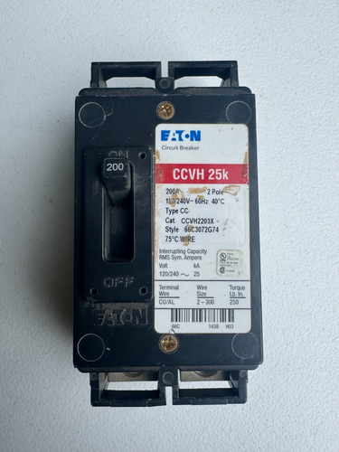 Eaton CCVH2200X 200 Amp 120/240V 2 Pole Circuit Breaker(chipped) | eBay