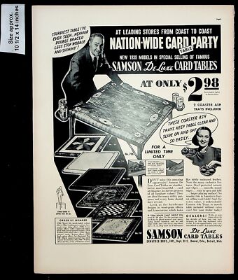 1938 Samson De Luxe Card Tables Nation-Wide Party Models Vintage Print ...