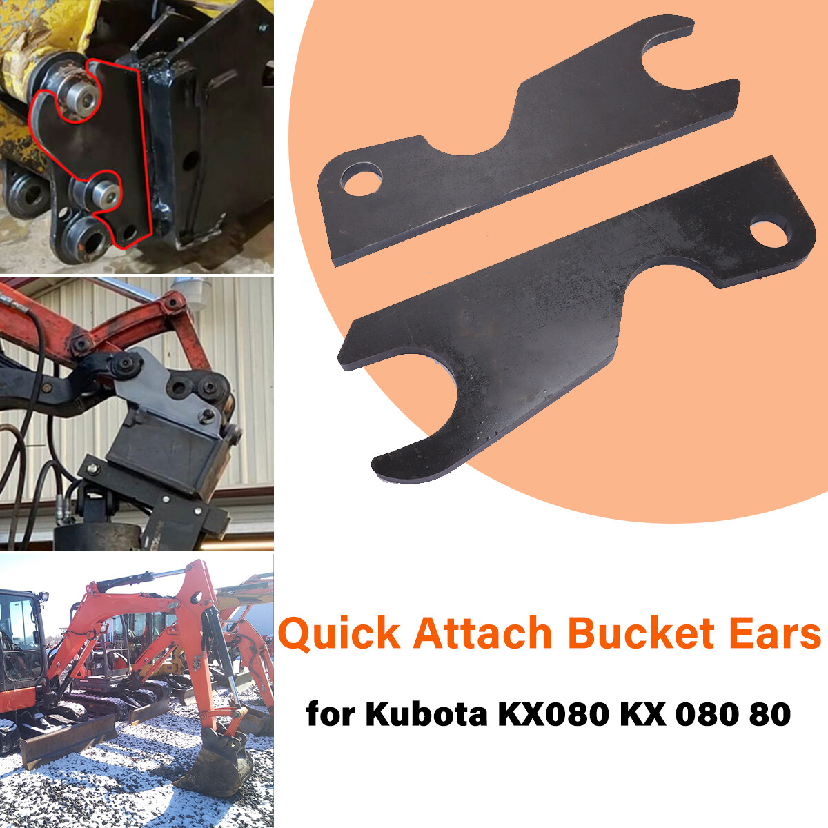 Quick Change Tach Attach Bucket Ears Attachment For Kubota KX080 KX 080 ...