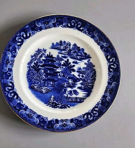RARE Spode Copeland TWO TEMPLES Antique Blue Willow 8.75 Dinner Plate ...
