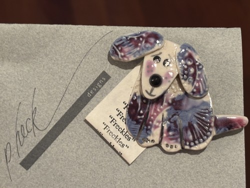Estate P Heck Designs Painted Ceramic Freckles the dog super cute ...