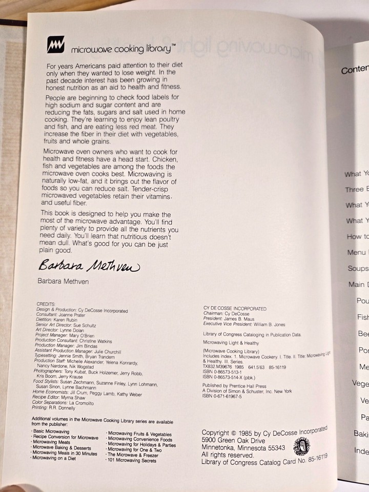 Microwave Cooking Library Recipe Book Barbara Methven Sylvia Ogren 1978 ...